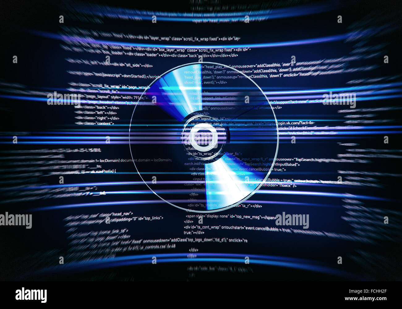 Conceptual image with CD disk and binary code Stock Photo - Alamy