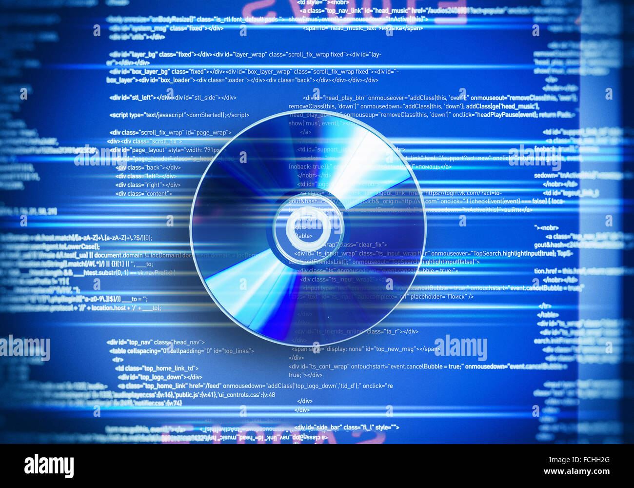 Conceptual image with CD disk and binary code Stock Photo - Alamy