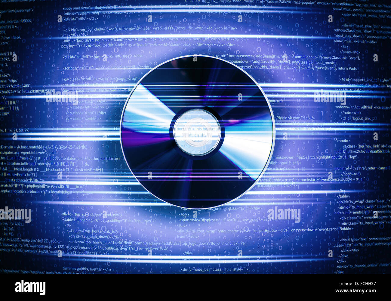 Conceptual image with CD disk and binary code Stock Photo - Alamy