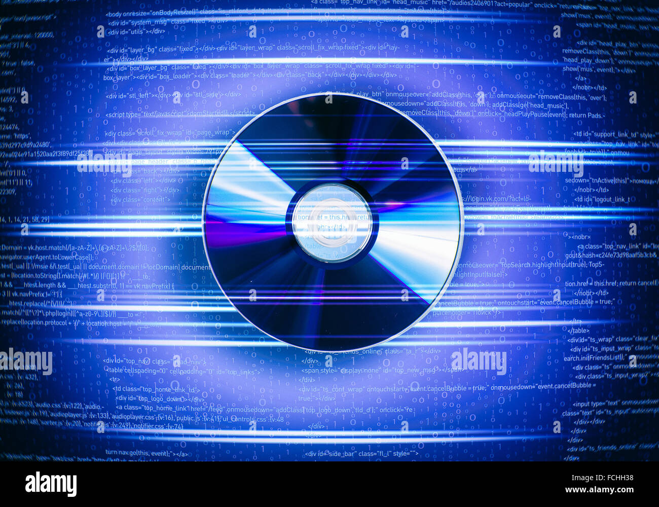 Conceptual image with CD disk and binary code Stock Photo - Alamy