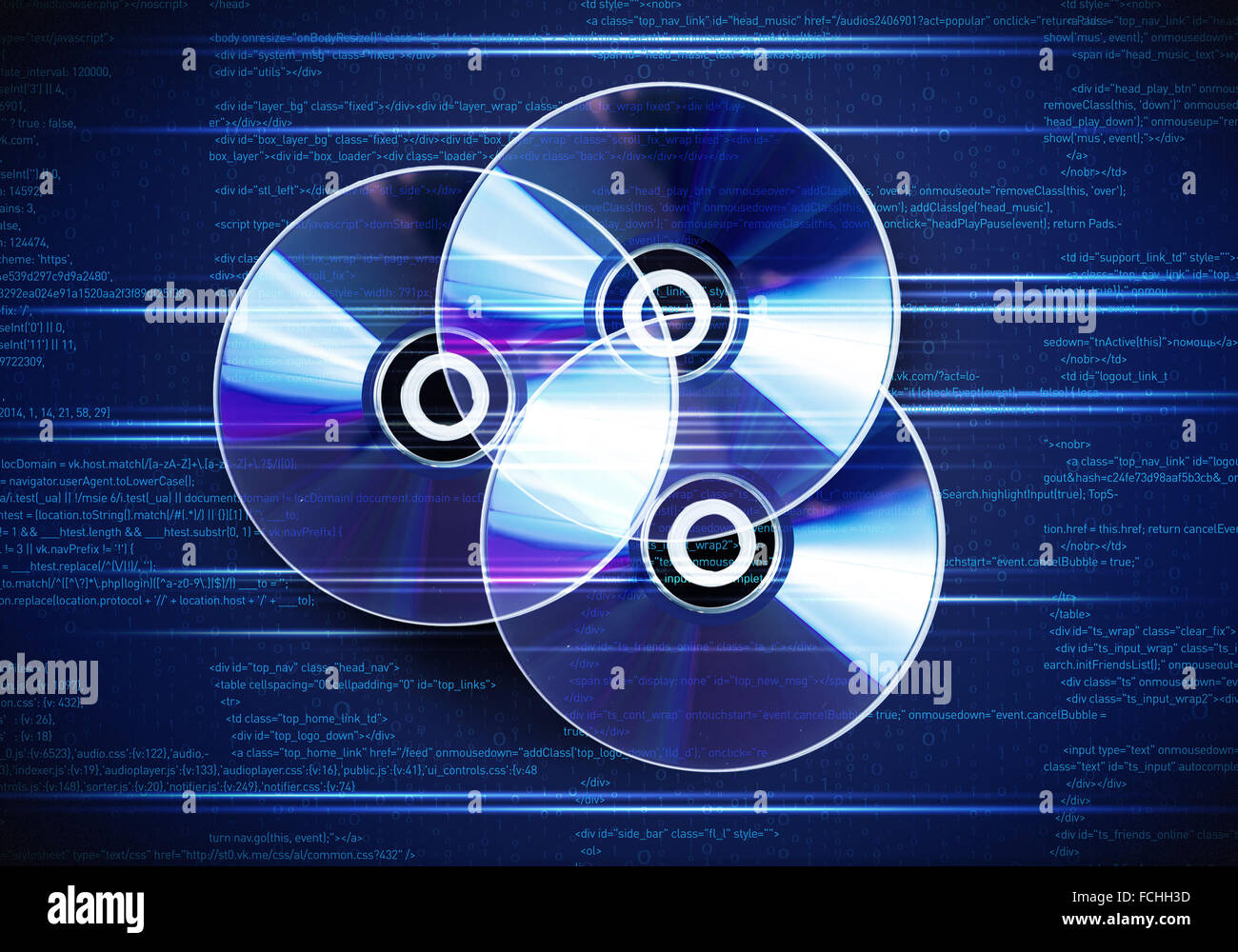 Conceptual image with CD disk and binary code Stock Photo - Alamy