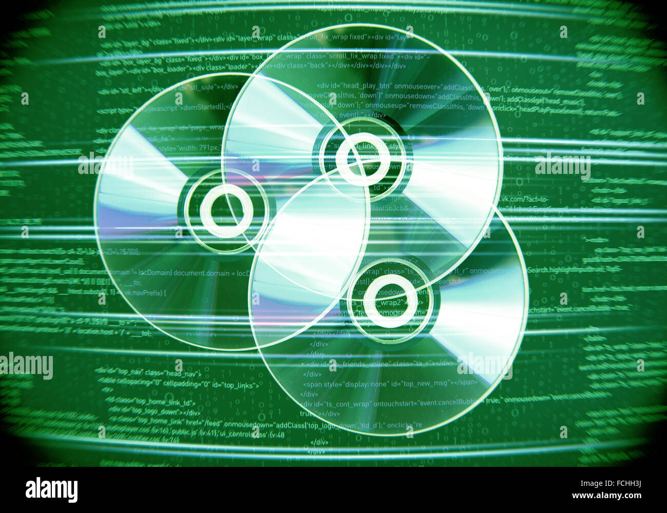 Conceptual image with CD disk and binary code Stock Photo - Alamy