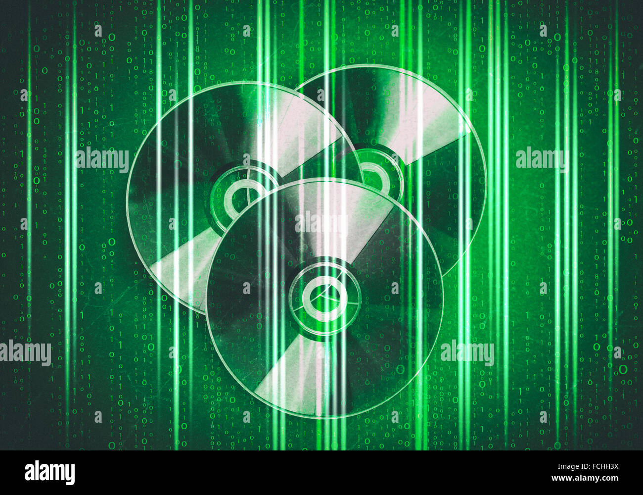 Conceptual image with CD disk and binary code Stock Photo - Alamy