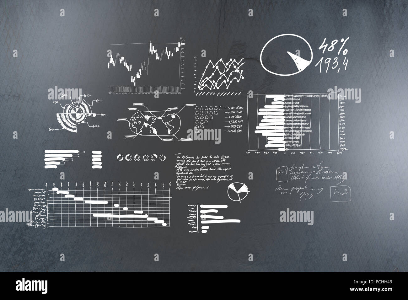 Background conceptual image with business sketches and diagrams Stock ...