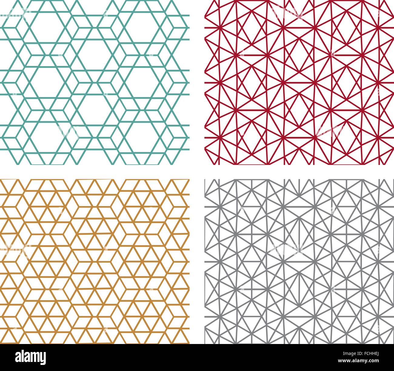 Set of modern geometric seamless line patterns in hexagon concept Stock ...