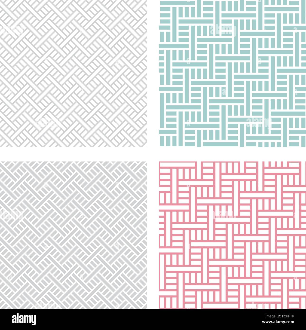 Set of geometric weave puzzle pattern in four retro color Stock Vector ...