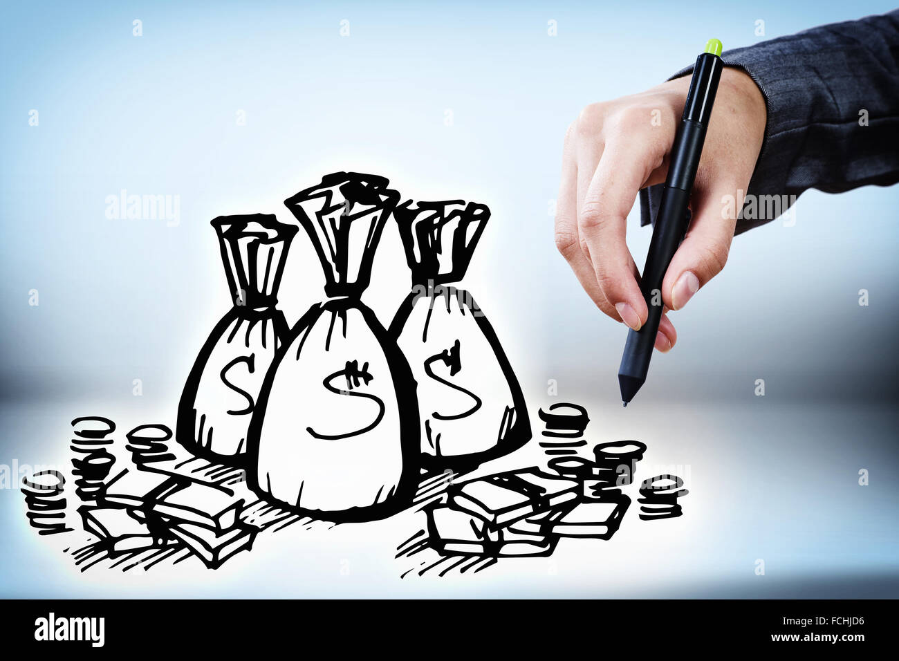 Bags of money drawing hi-res stock photography and images - Alamy