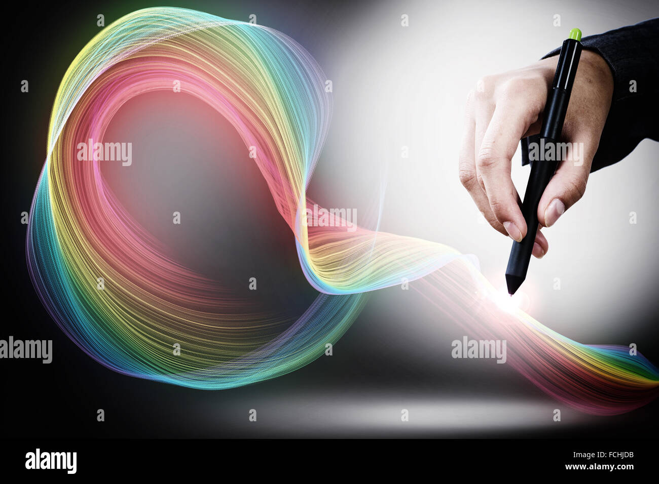 Close up of designer hand drawing colorful loops Stock Photo - Alamy