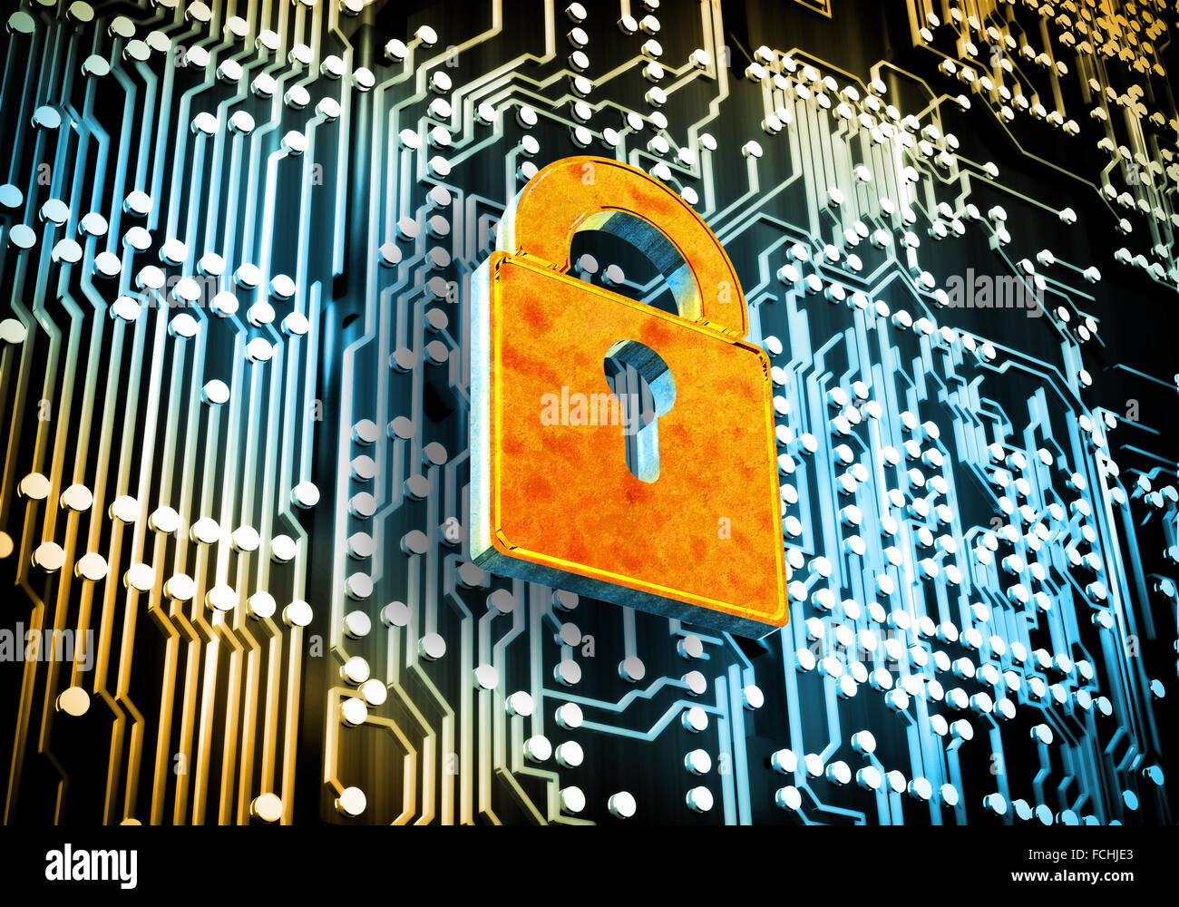 Conceptual image of micro circuit. Security concept Stock Photo - Alamy