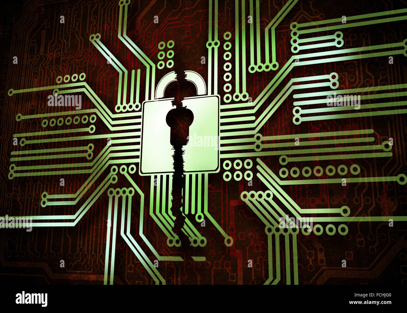Conceptual image of micro circuit. Security concept Stock Photo - Alamy