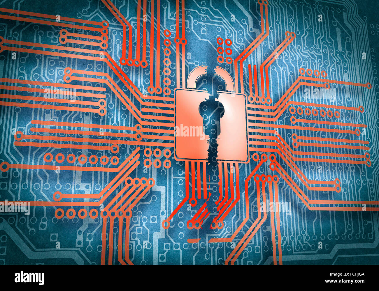 Conceptual image of micro circuit. Security concept Stock Photo - Alamy