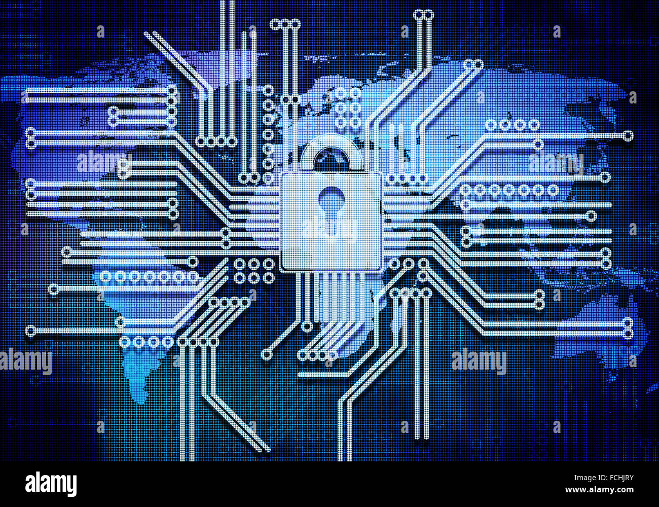 Conceptual image of micro circuit. Security concept Stock Photo - Alamy
