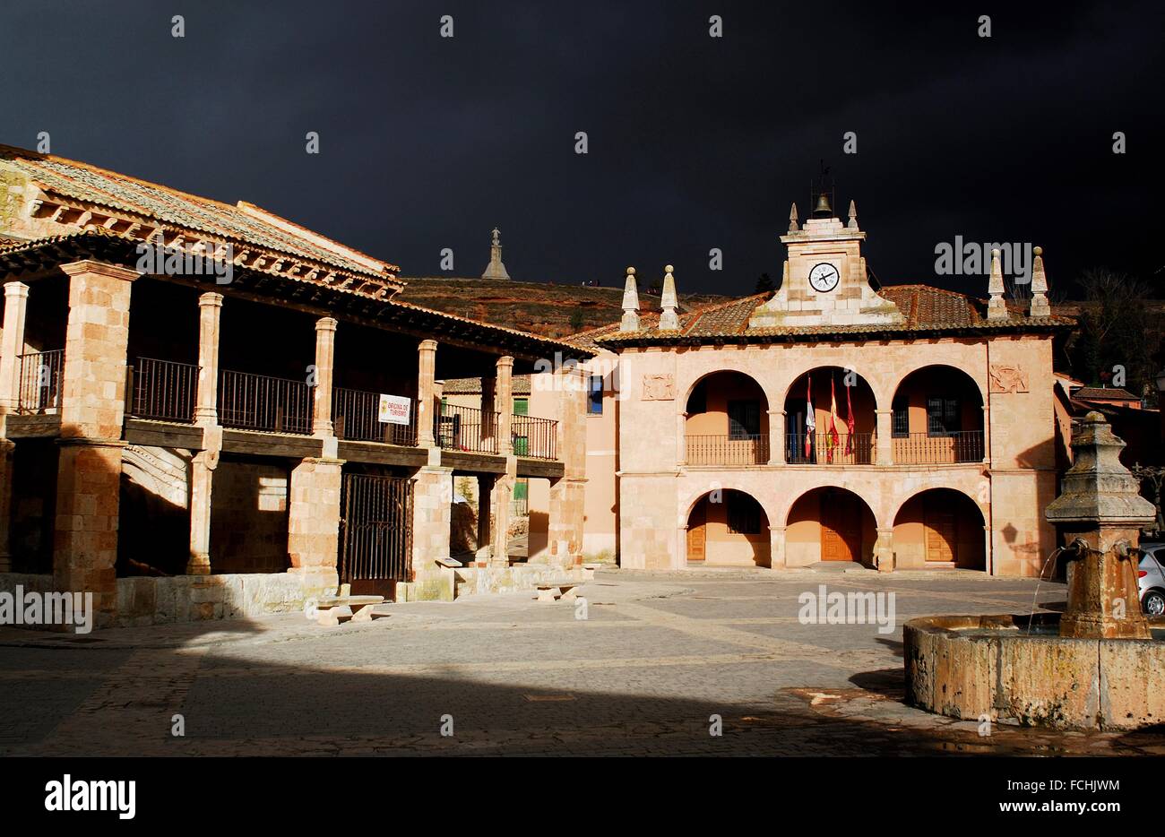 Main square of Ayllon in Segovia province, Spain Stock Photo - Alamy