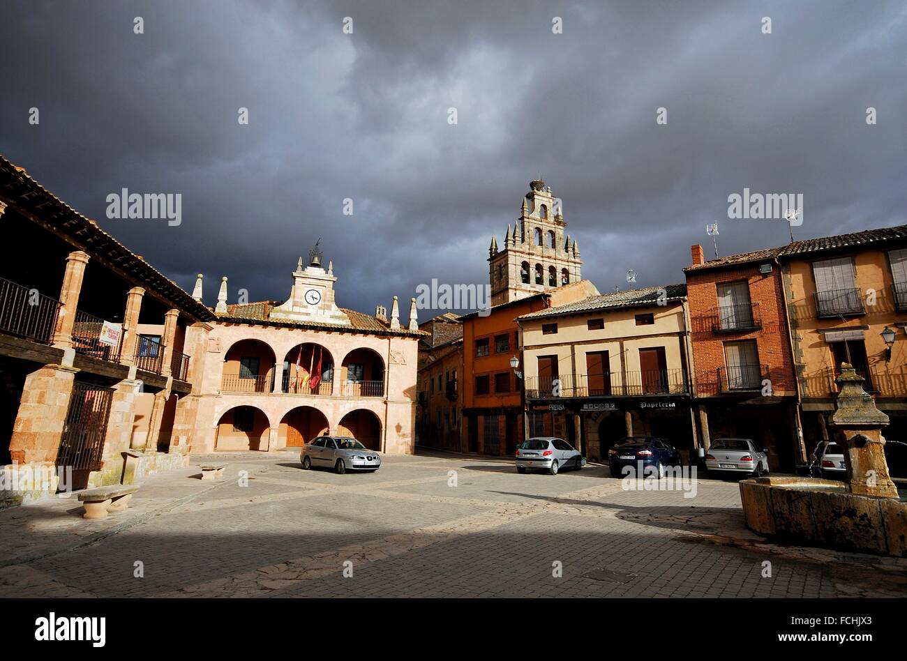 Main square of Ayllon in Segovia province, Spain Stock Photo - Alamy
