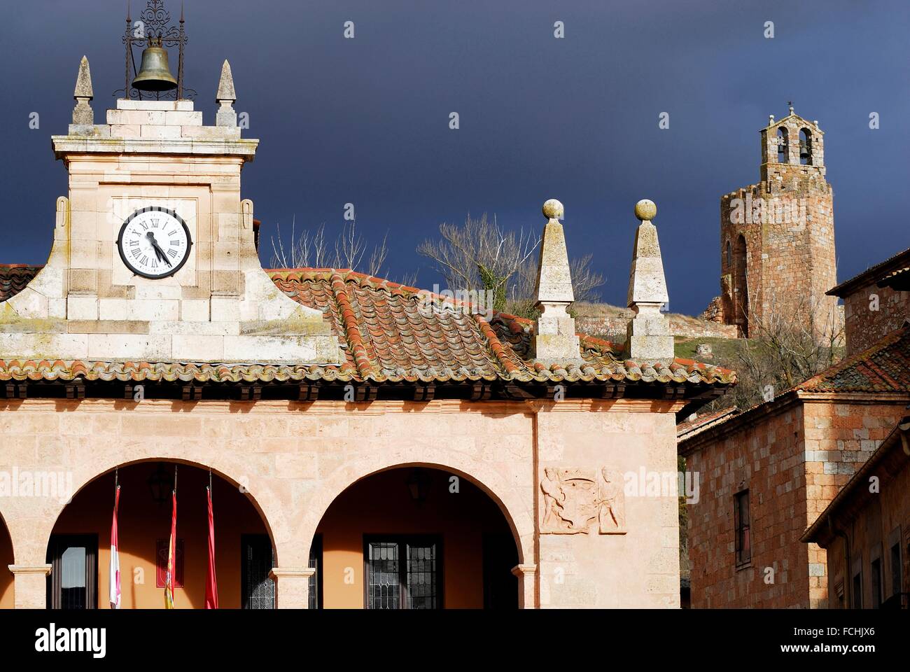 Town hall and La Martina of Ayllon in Segovia province, Spain Stock ...