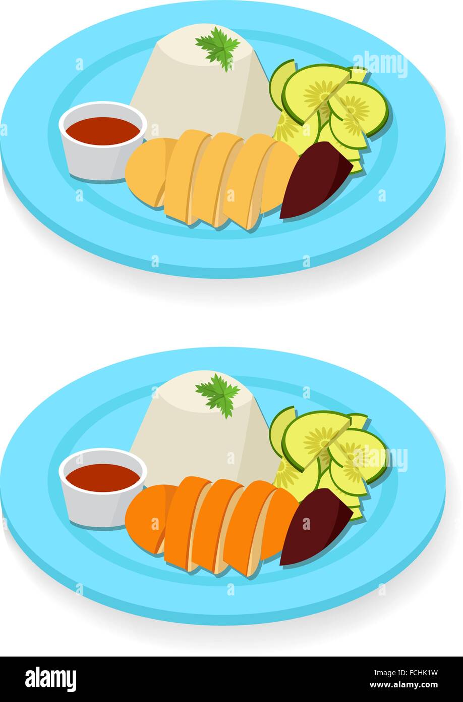 Fried chicken white rice Stock Vector Images - Alamy