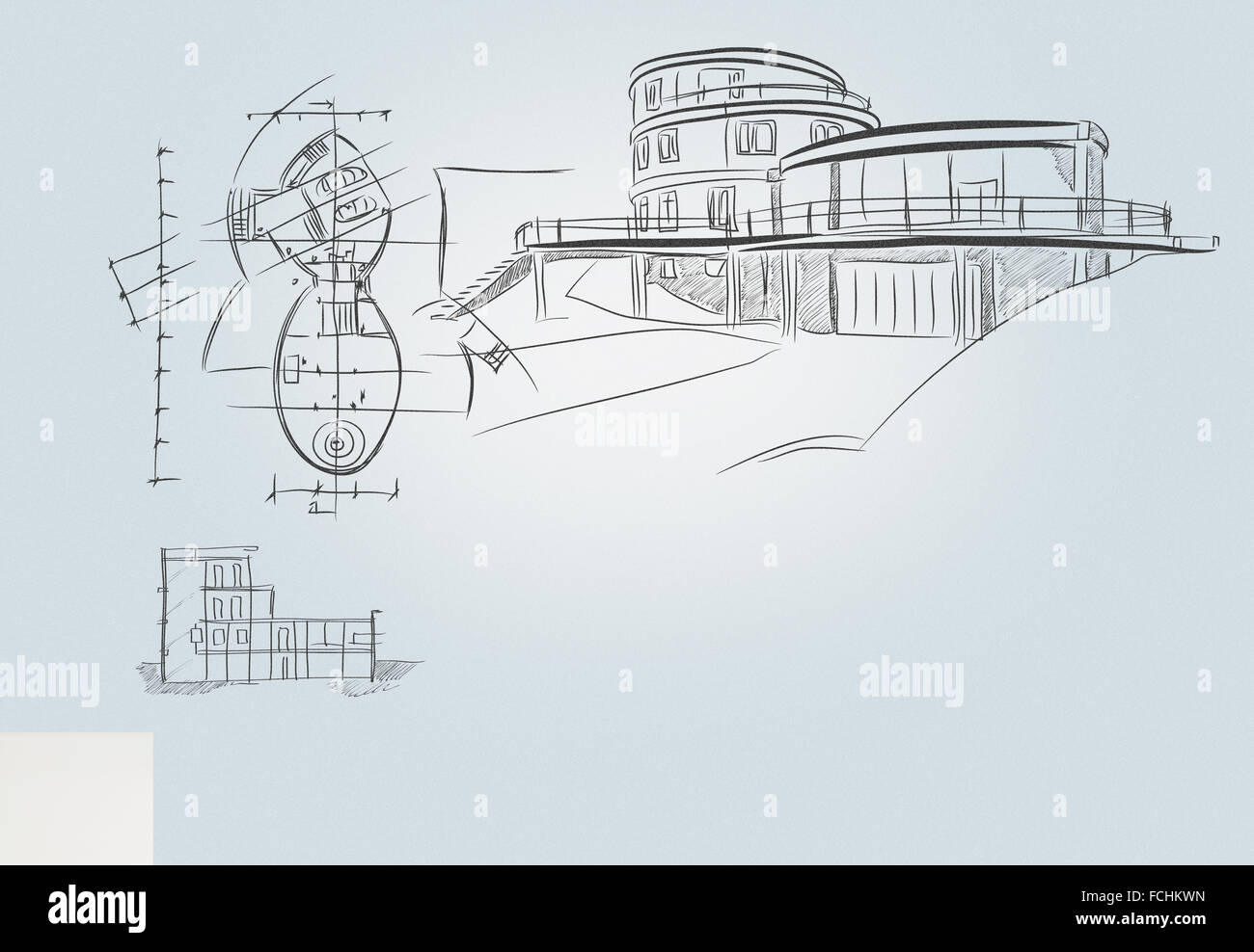 Sketch of construction project on white background Stock Photo - Alamy