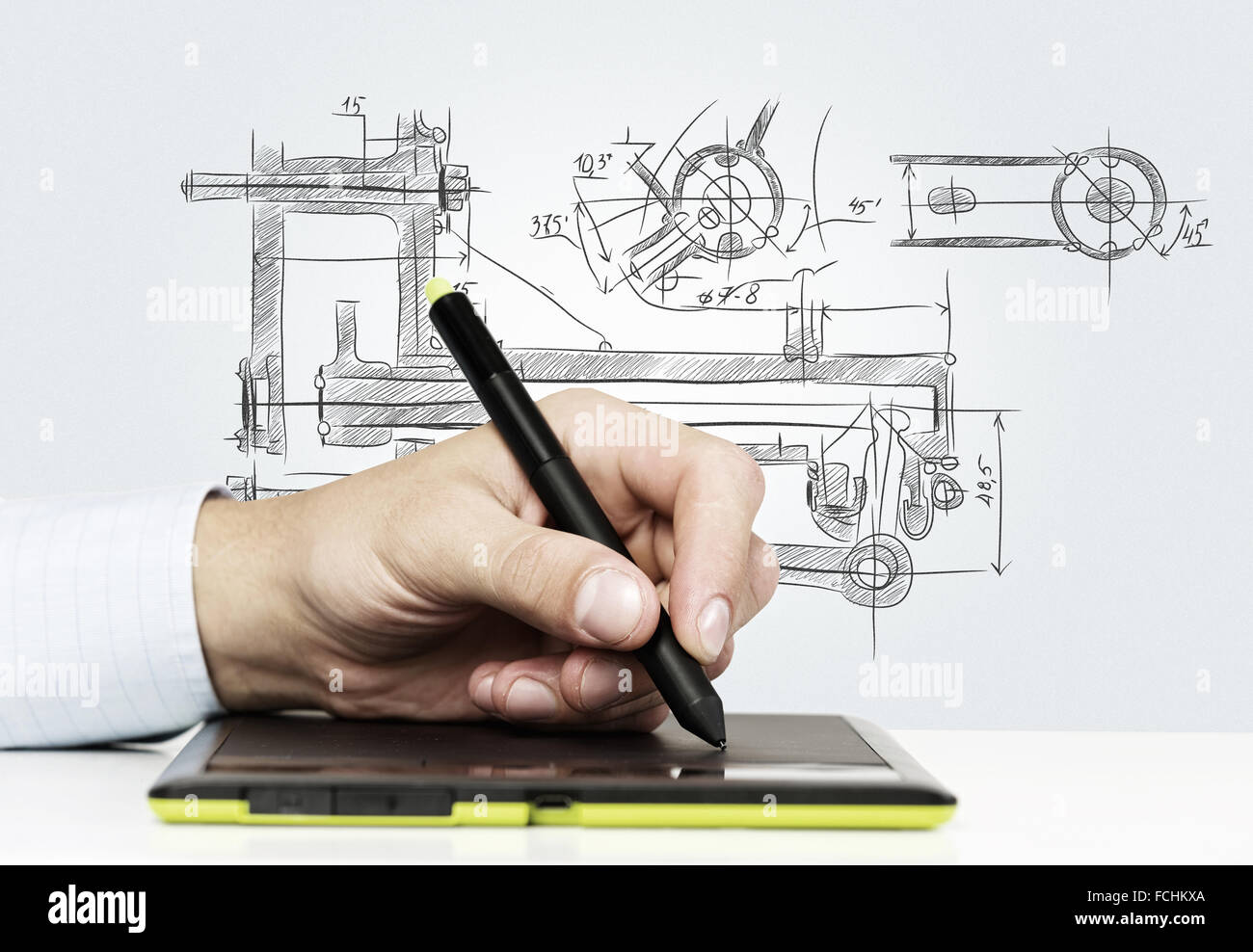 Close up of man hand drawing construction sketches Stock Photo - Alamy