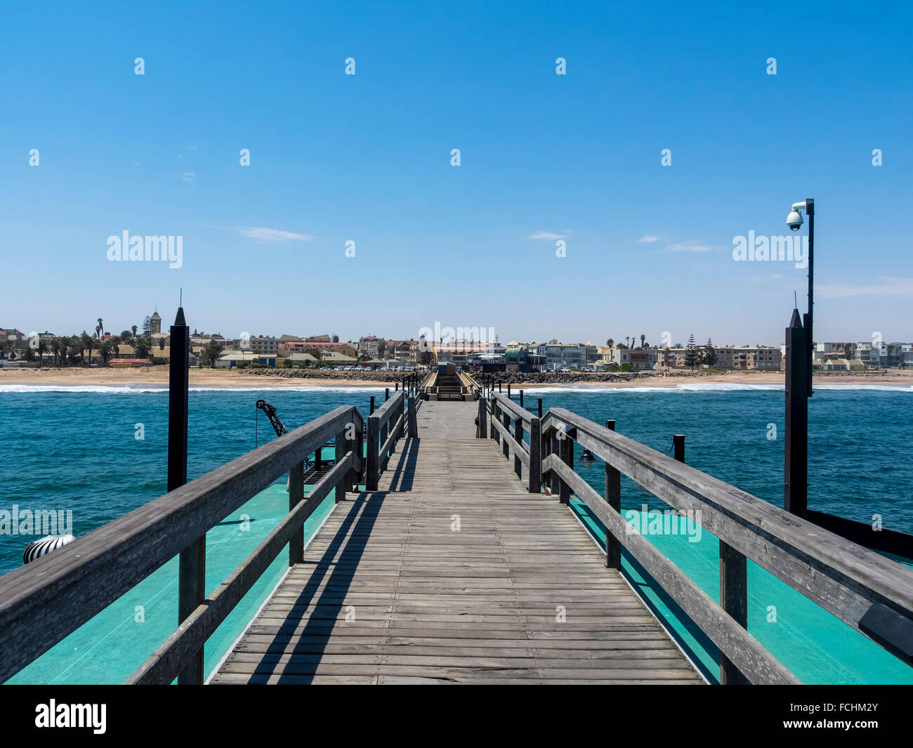 Namibia, Swakopmund, wooden pier and beach Stock Photo - Alamy