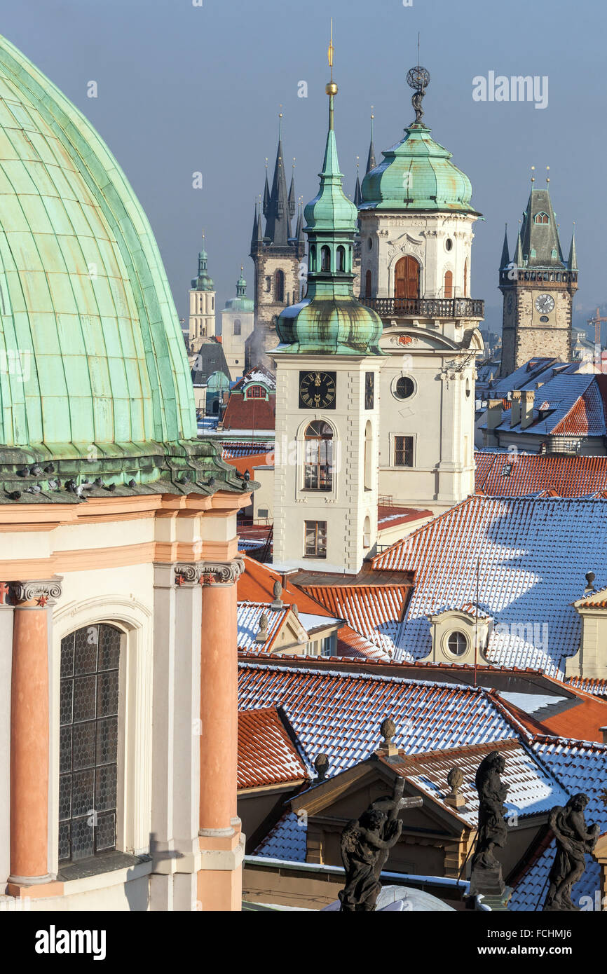 Prague towers and rooftops of Old Town Prague Clementinum, Prague ...