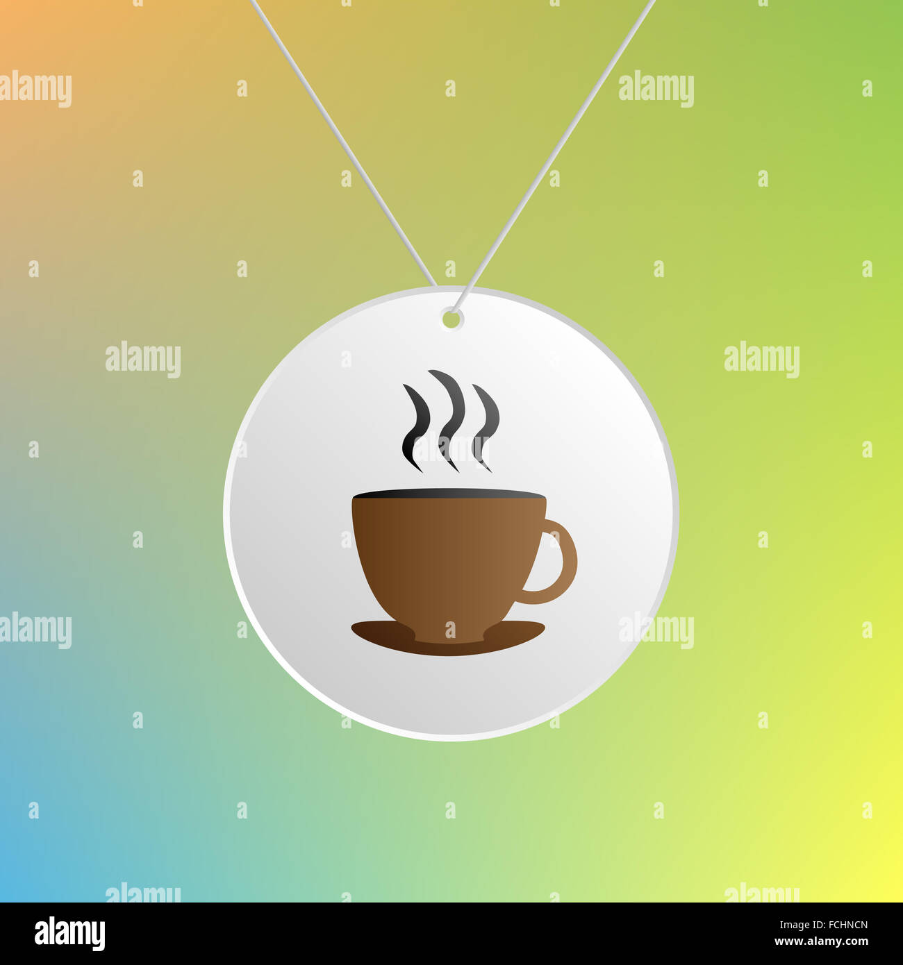 Cup of coffee or tea symbol. Coffee or tea sign hanging on a white ...