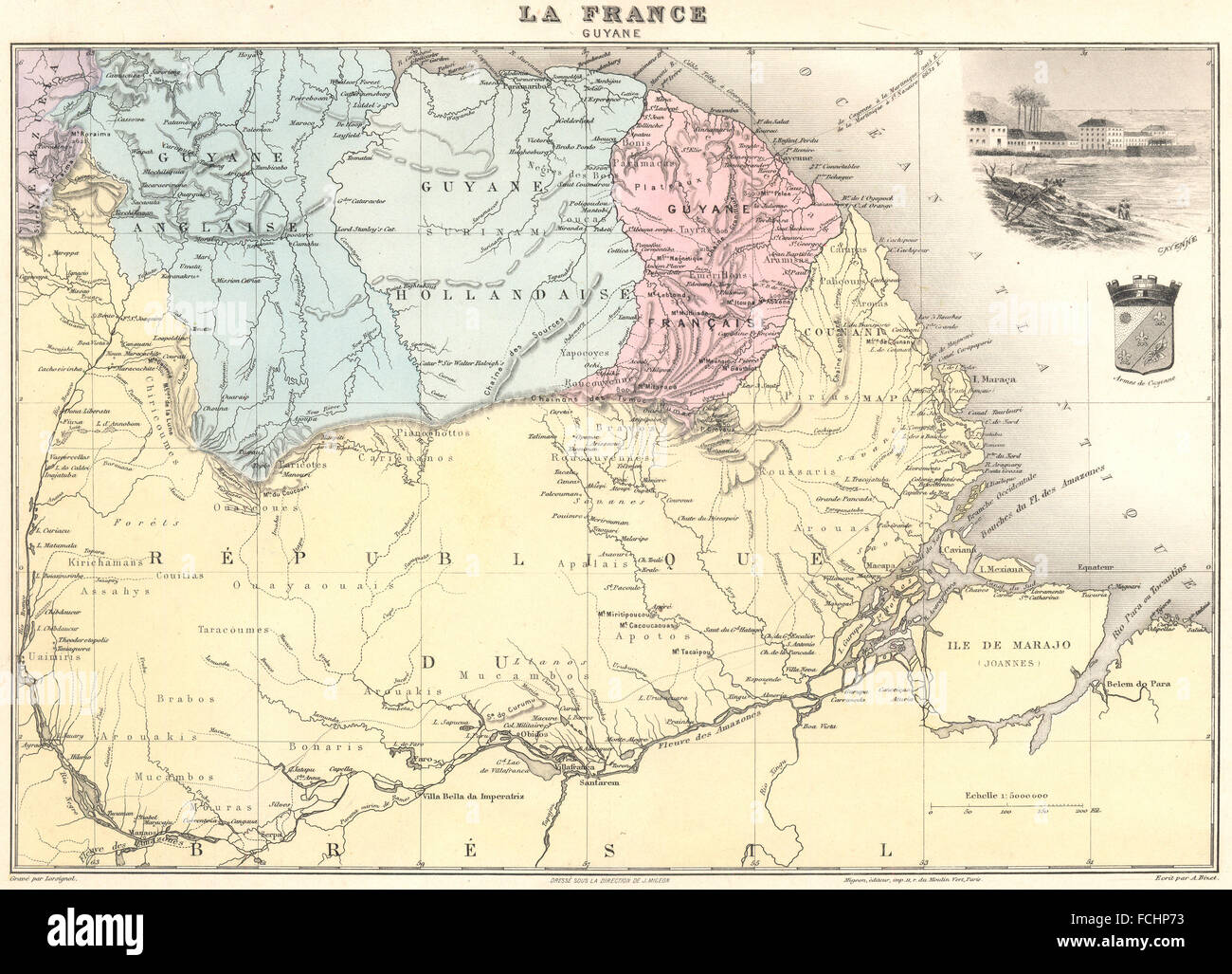 GUYANA: Guyane. Cayenne. Vuillemin., 1903 antique map Stock Photo - Alamy