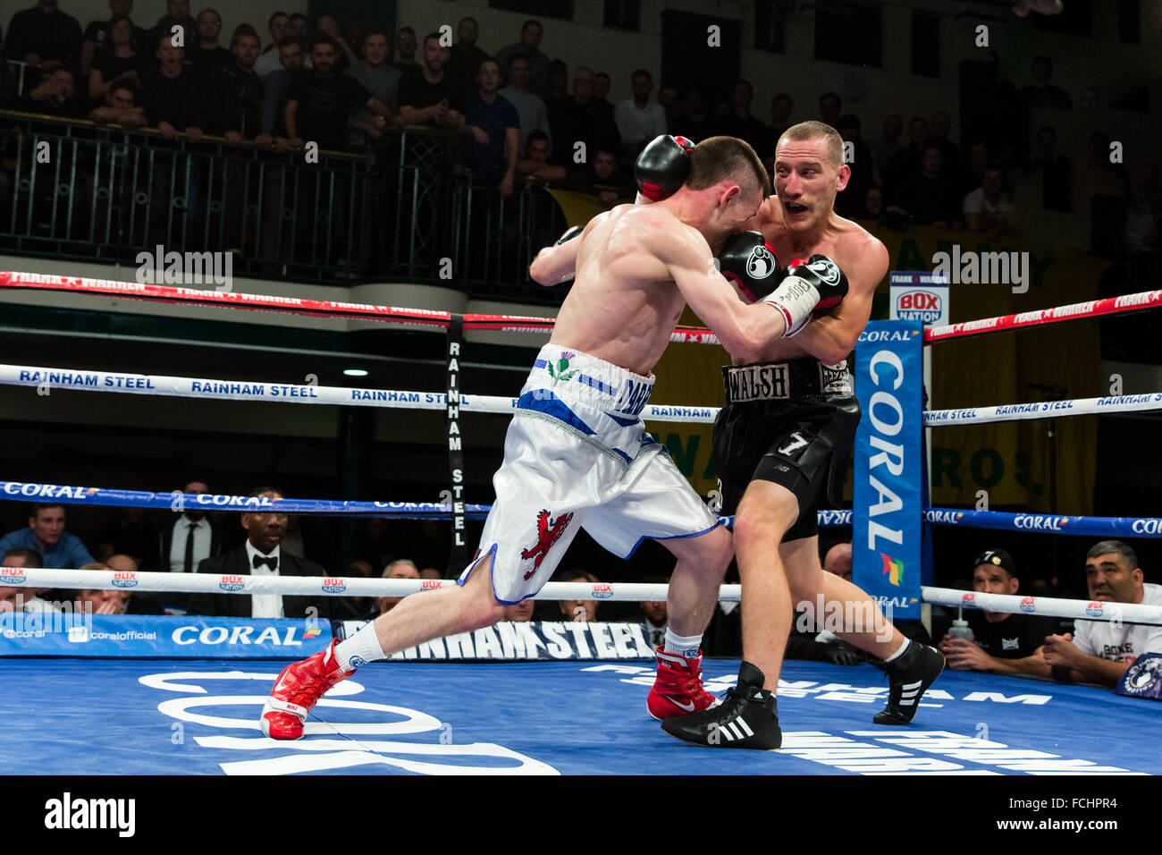 London, UK, 22nd January, 2016. British Featherweight Champion Ryan ...