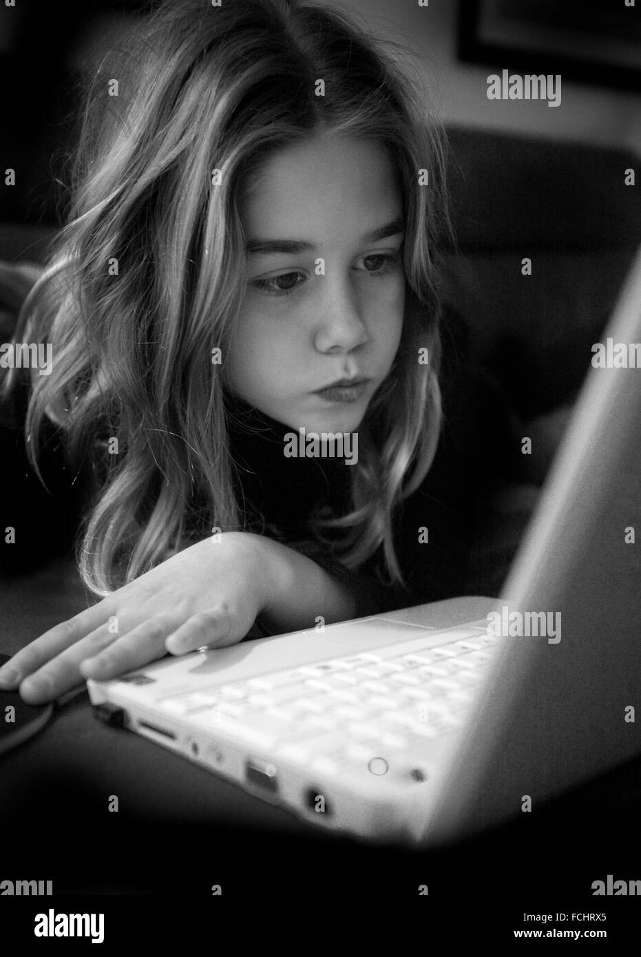 Girl with technology Stock Photo - Alamy