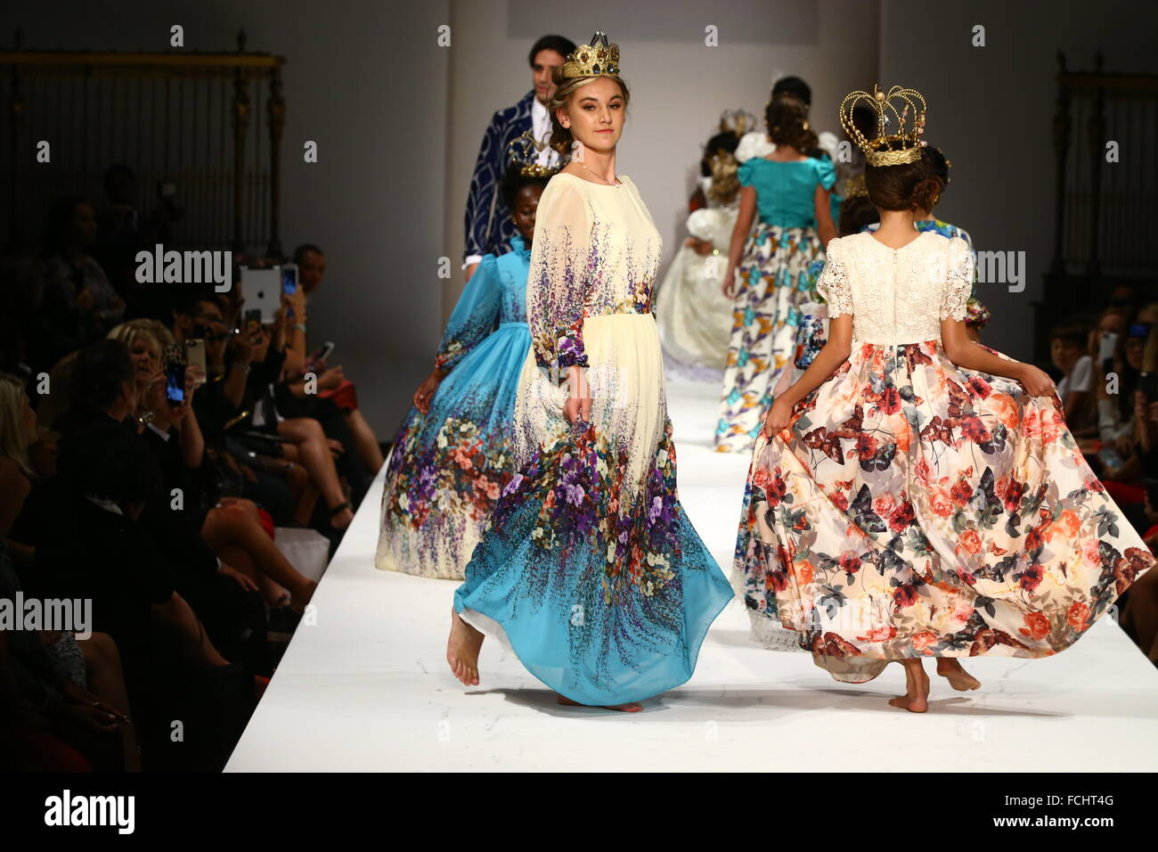 Models walk the runway finale at the Nancy Vuu fashion show during ...
