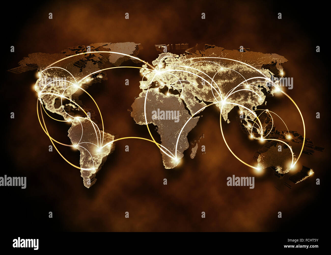 Conceptual background image of world map and connection lines Stock ...