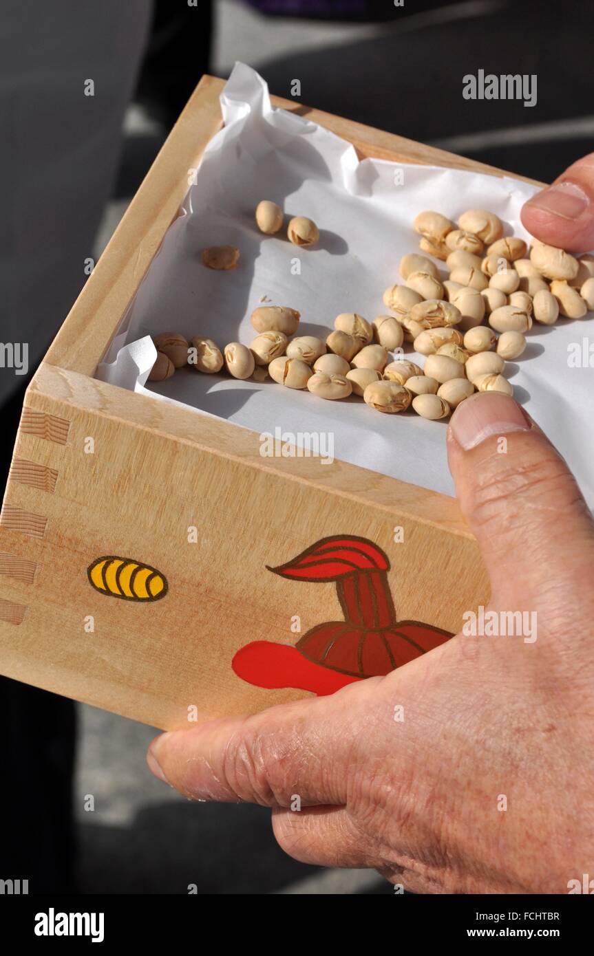 Naha, Okinawa, Japan: roasted soybeans irimame used to be thrown to the ...