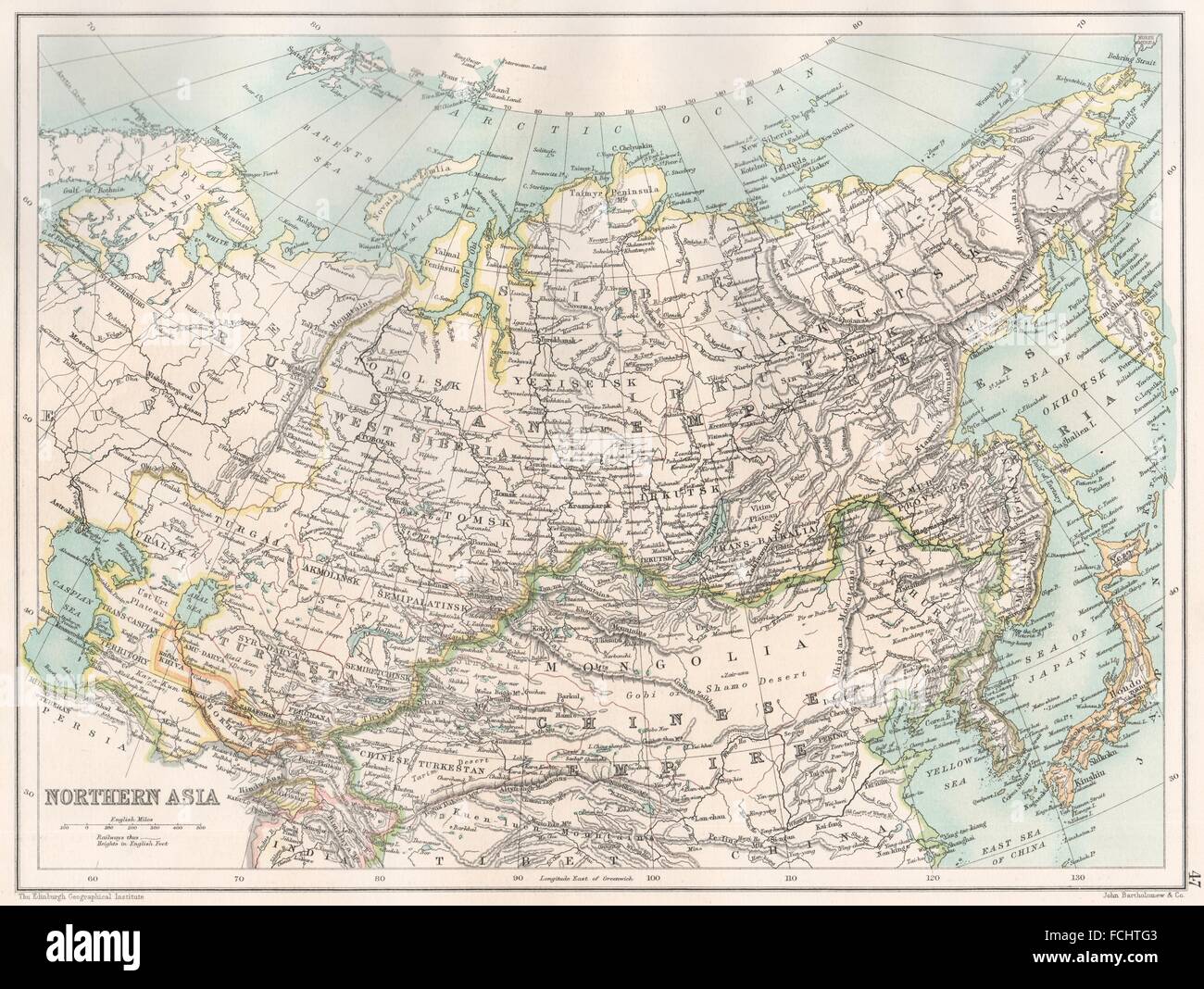 NORTHERN ASIA: Russian & Chinese Empires Japan Korea Siberia Turkestan ...