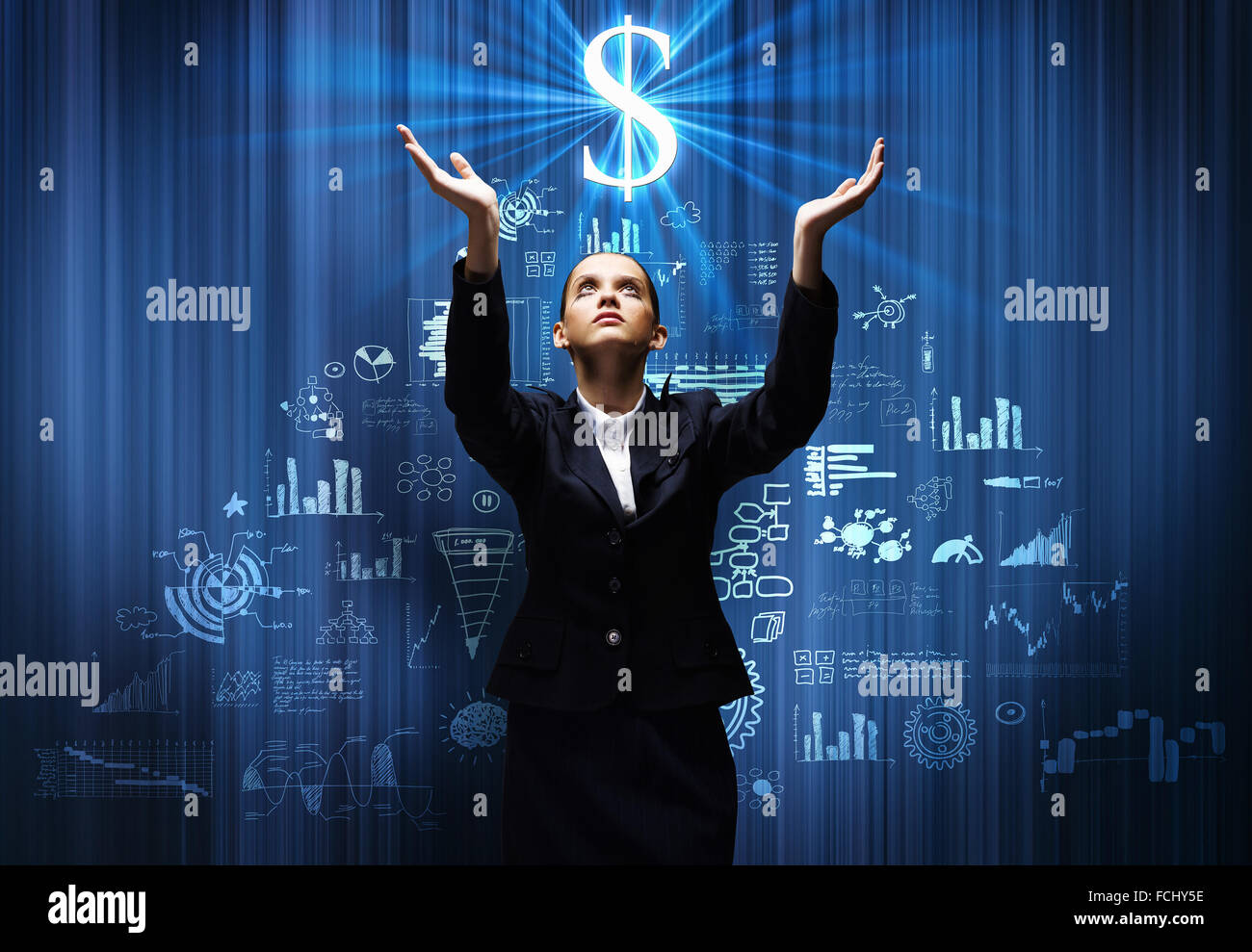 Young crying businesswoman praying on dollar symbol Stock Photo - Alamy