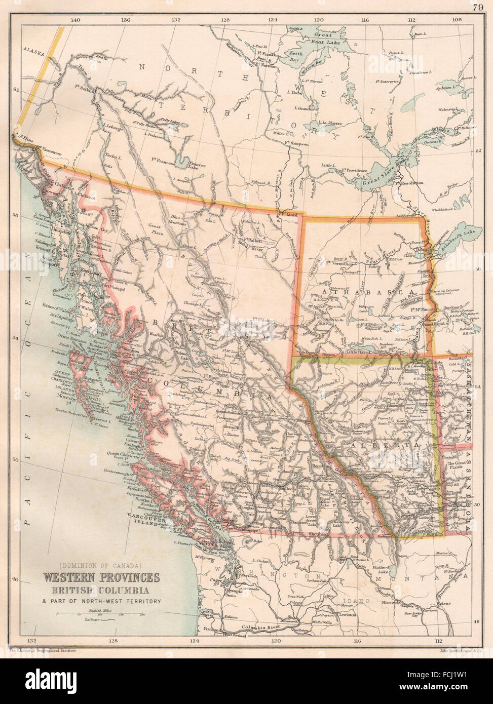 WESTERN CANADA: British Columbia Alberta Athabasca. NW Territory, 1891 ...