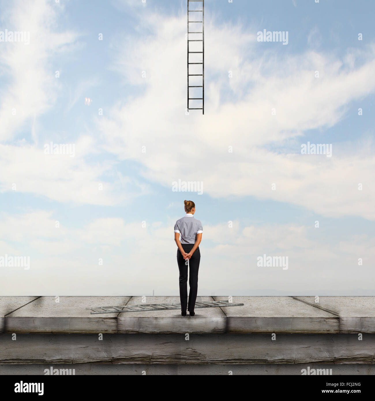 Broken ladder woman hi-res stock photography and images - Alamy