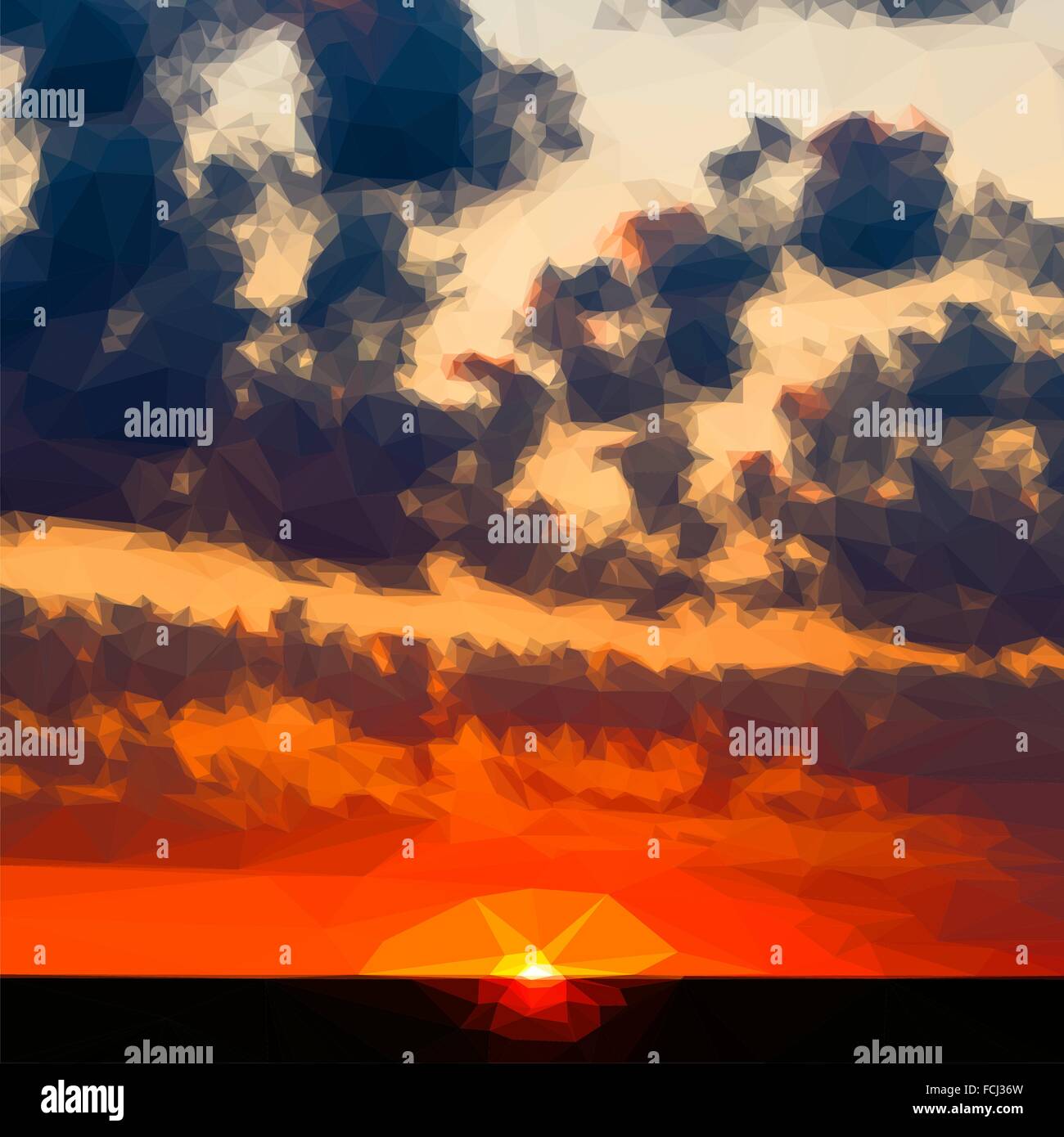 Low poly design triangular sky red sunset nature polygon Stock Vector ...