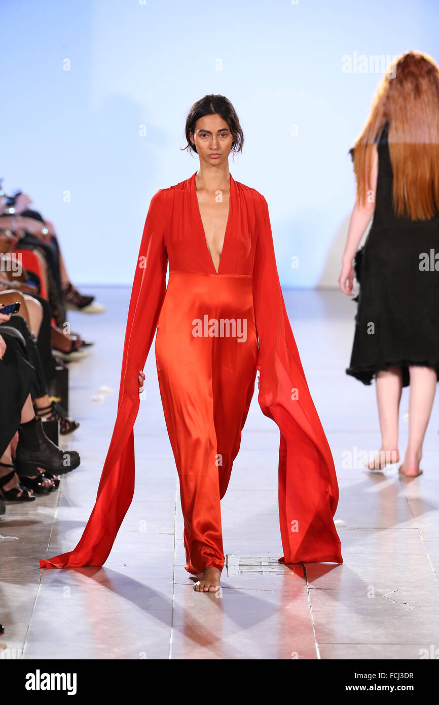 Model walks Wild runway at the FTL Moda Spring 2016 during NYFW Stock ...