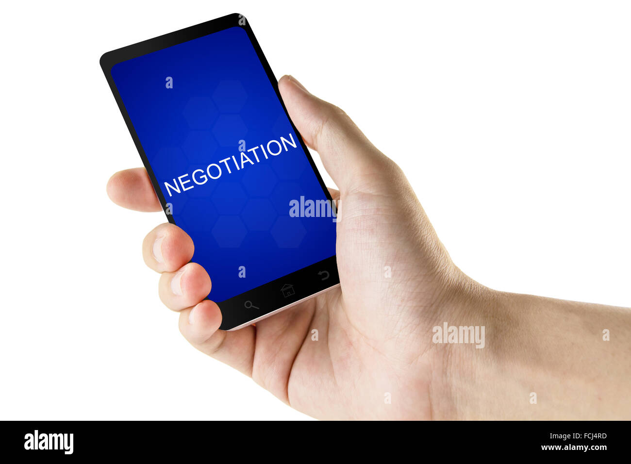 negotiation word on digital smart phone isolated white background Stock ...