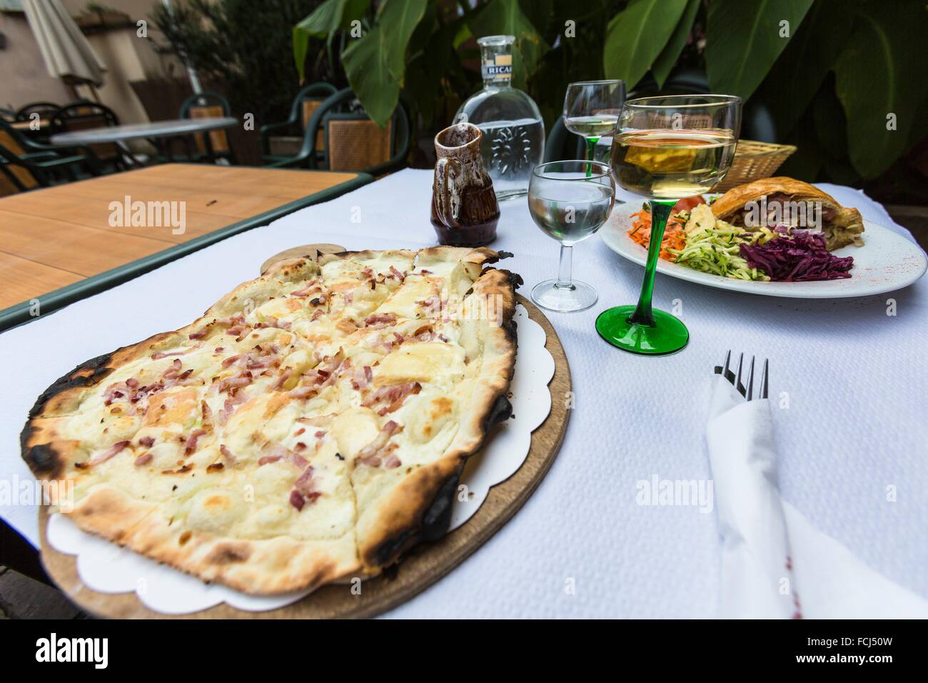 Eating tarte flambée france hi-res stock photography and images - Alamy