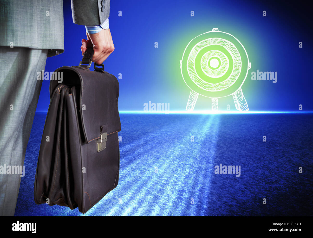 Bottom view of businessman with suitcase in hand Stock Photo - Alamy