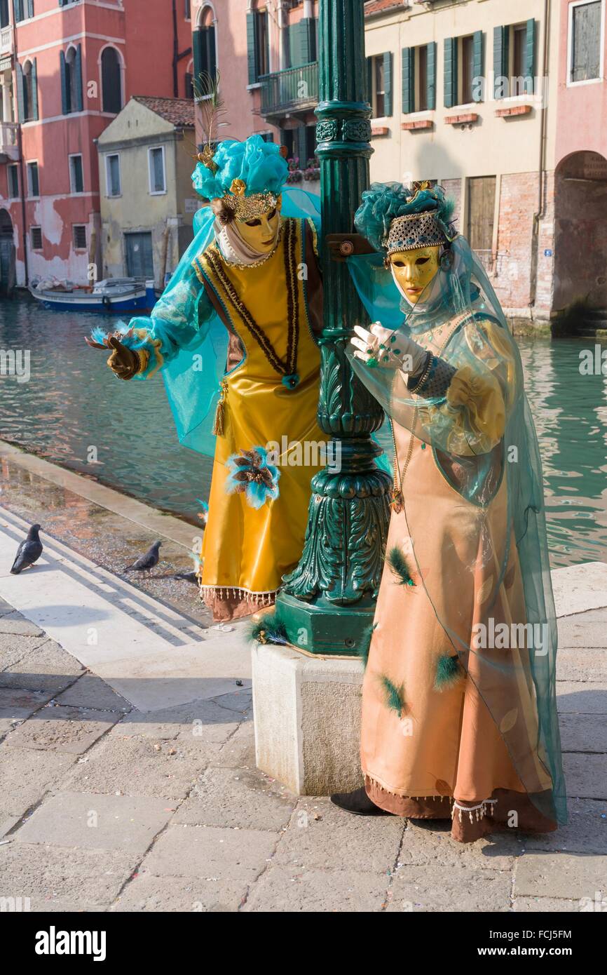 Two masked women at the carnival in Venice, Italy, Europe Stock Photo ...