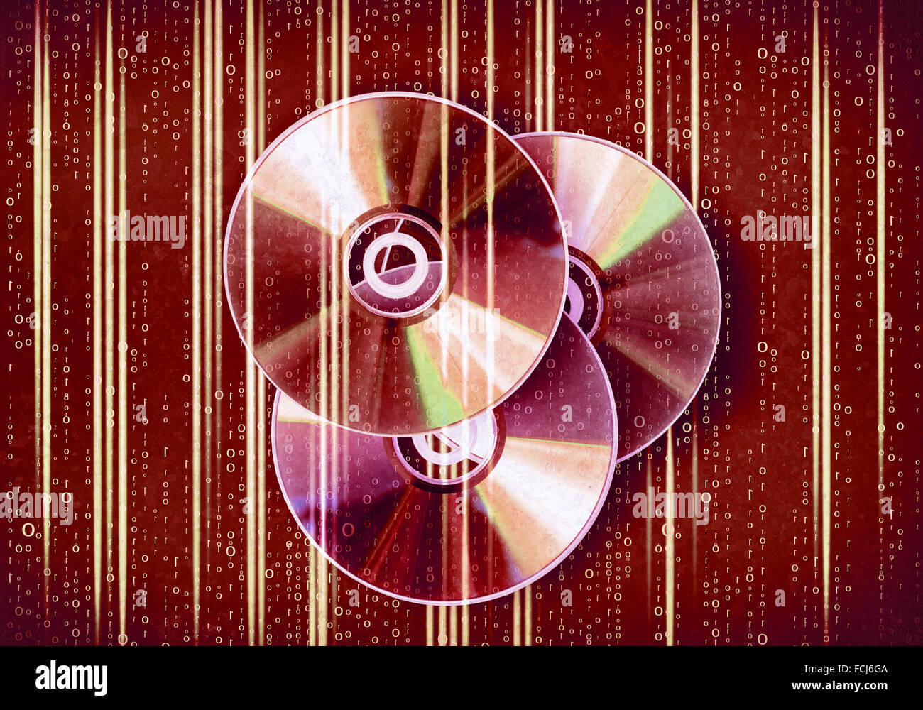 Collection of cd discs on red digital background Stock Photo - Alamy