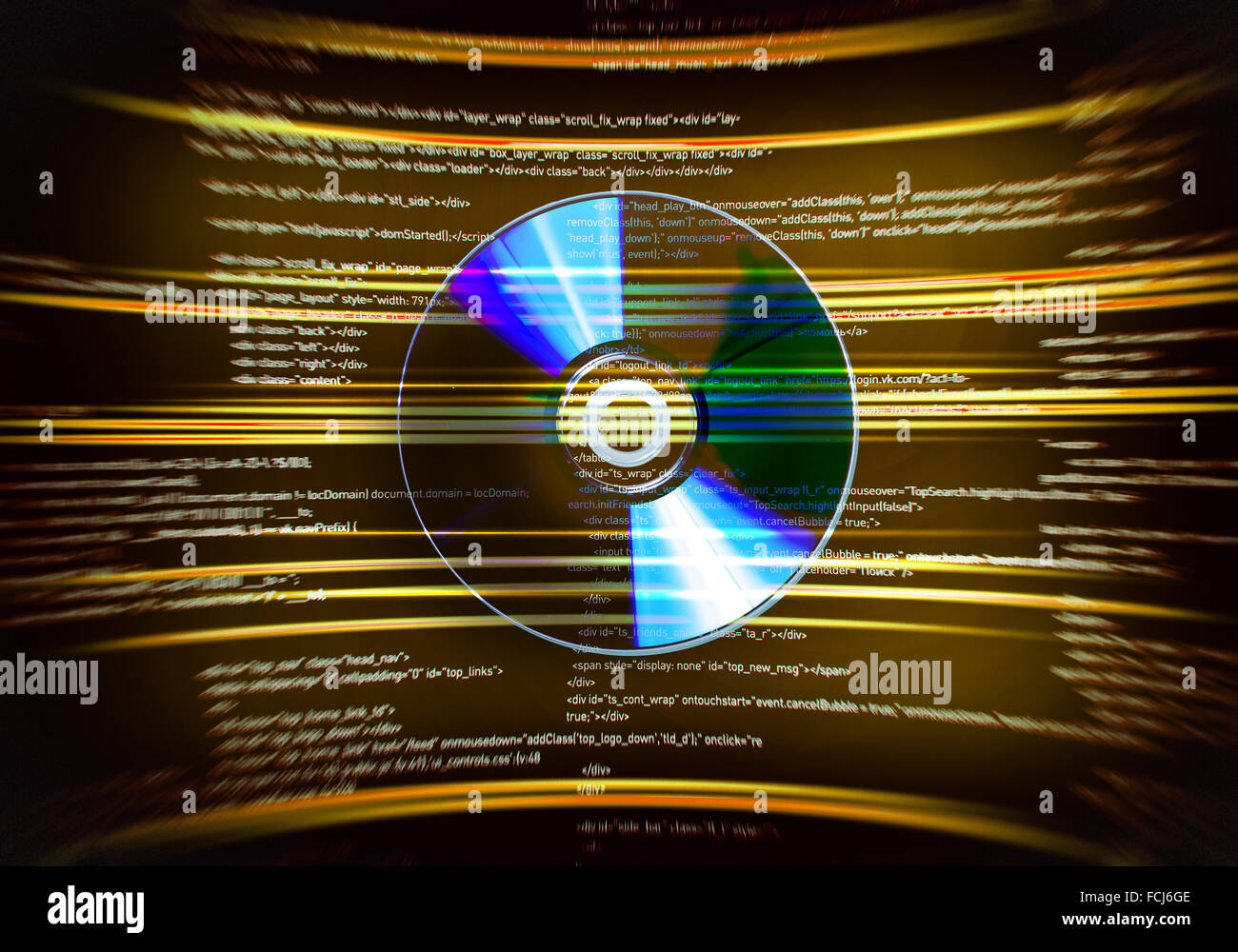 One cd disc on yellow digital background Stock Photo - Alamy