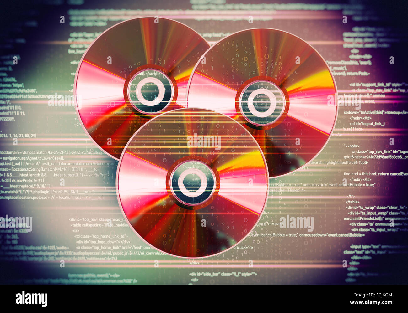 Collection of cd discs on red digital background Stock Photo - Alamy