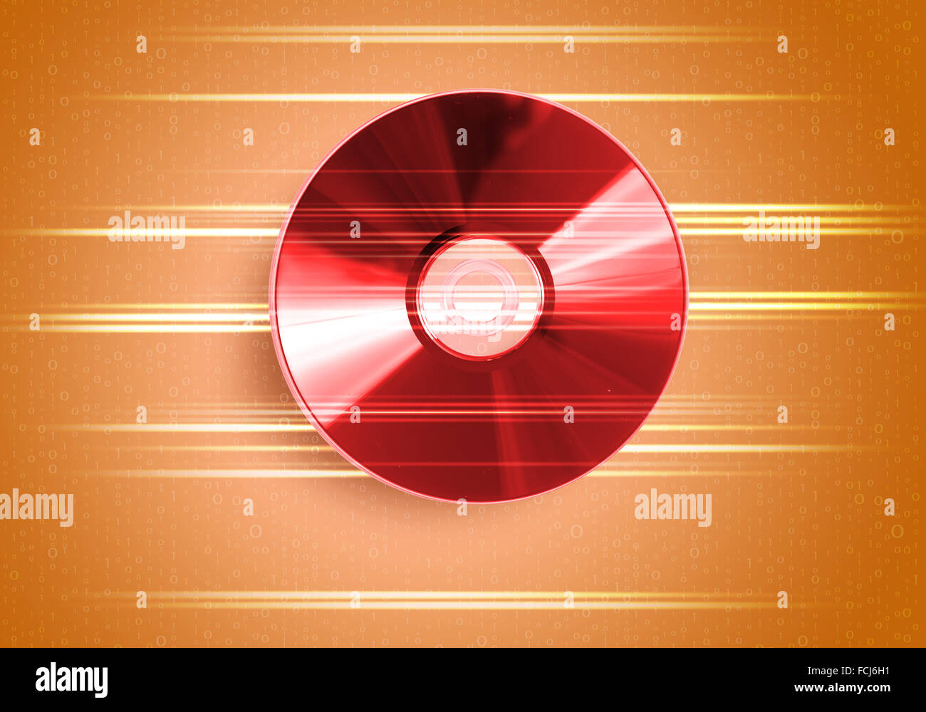 One cd disc on red digital background Stock Photo - Alamy