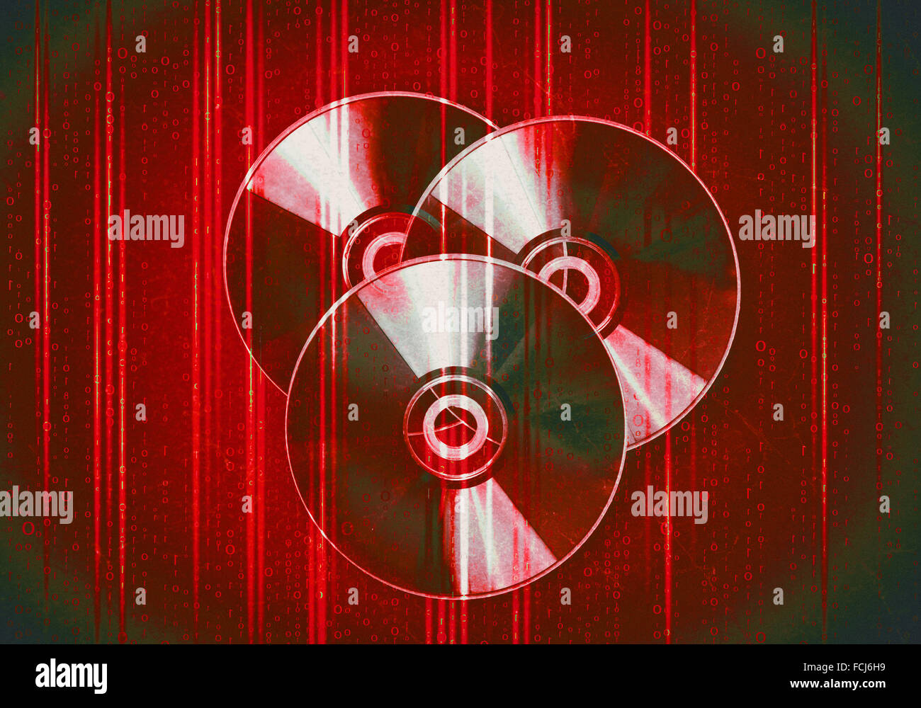 Collection of cd discs on red digital background Stock Photo - Alamy