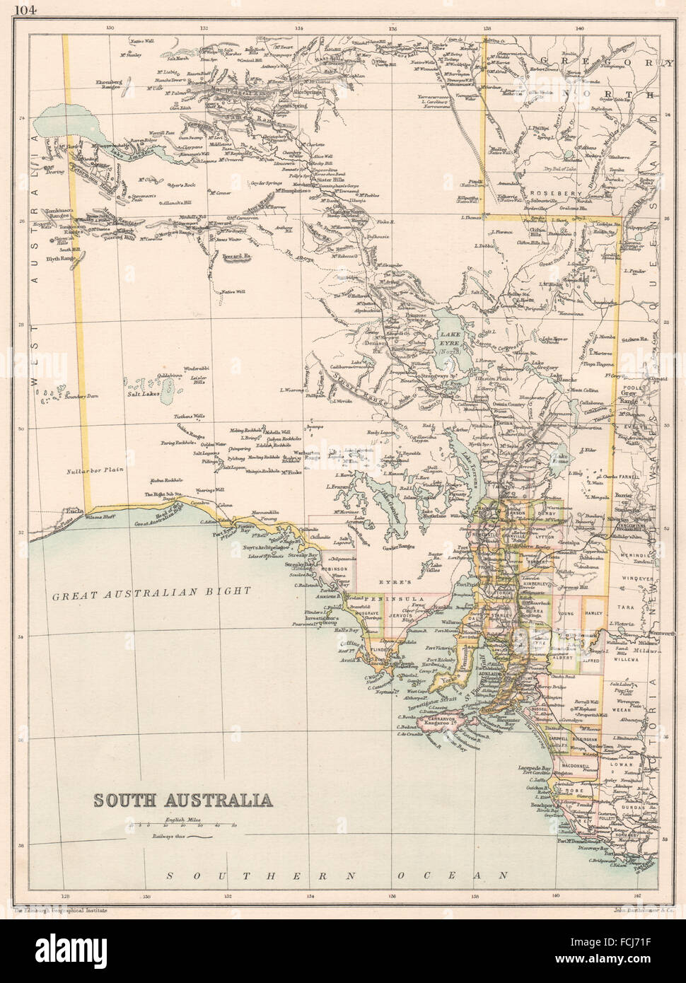 SOUTH AUSTRALIA: State map showing counties. Australia. BARTHOLOMEW ... SOUTH AUSTRALIA: State map showing counties. Australia. BARTHOLOMEW ...