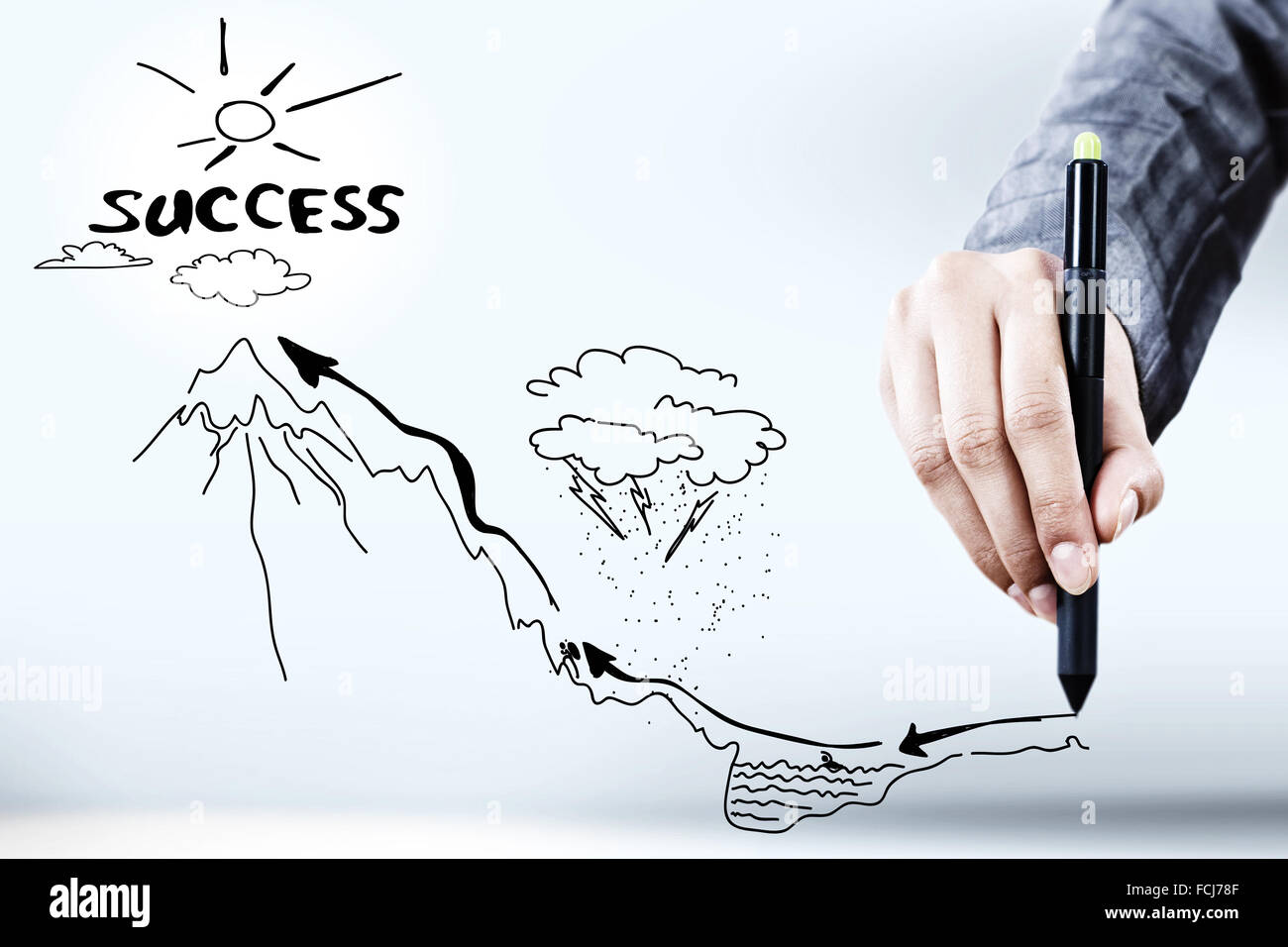 Close up of businessman hand drawing business sketches Stock Photo - Alamy