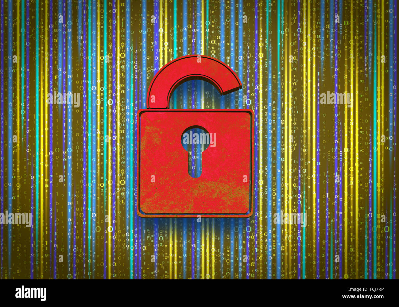 Conceptual digital image of lock on binary background Stock Photo - Alamy