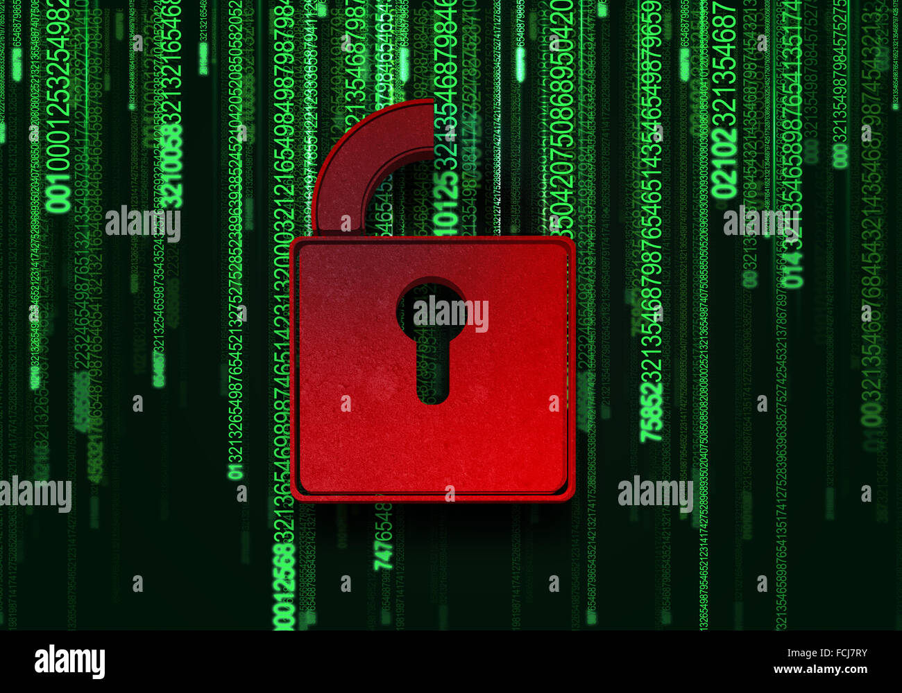 Conceptual digital image of lock on binary background Stock Photo - Alamy